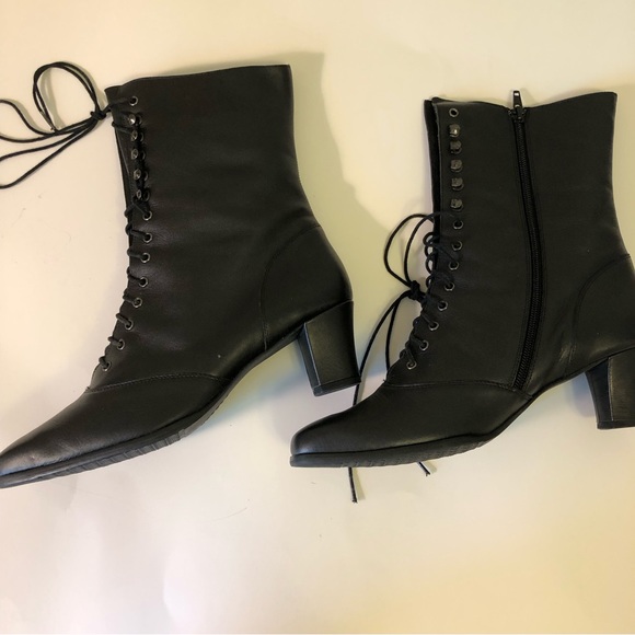 Fitzwell | Shoes | Fitzwell Rhea Calf High Black Leather Lace Up Granny ...